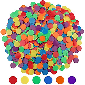 Coopay 900 Pieces Counters Counting Chips Plastic Markers Mixed Colors for Bingo Chips Game Tokens, Contain Orange, Blue, Green, Yellow, Red, Purple Colors