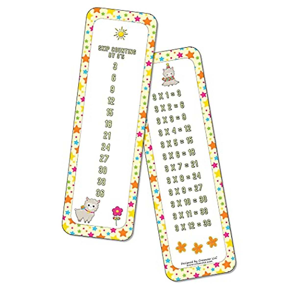 Creanoso Skip Counting Chart Bookmark Cards - Llama Theme (6-Set X 11 Cards) – Stocking Stuffers Gifts Page Clippers Corporate Giveaways