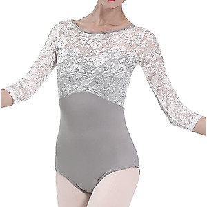 Dance Elite - Eleganza - Decorated Dance Leotard For Women. Womens Ballet and Dance Leotards (Adult M, Grey)