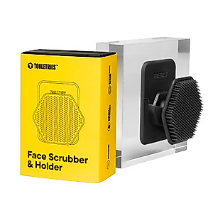 Tooletries - Men's Face Scrubber & Holder - Silicone Exfoliator Facial Cleansing Brush with Shower Storage Grip - Removes Dead & Dry Skin - Long Lasting Bathroom & Shower Accessories - Charcoal