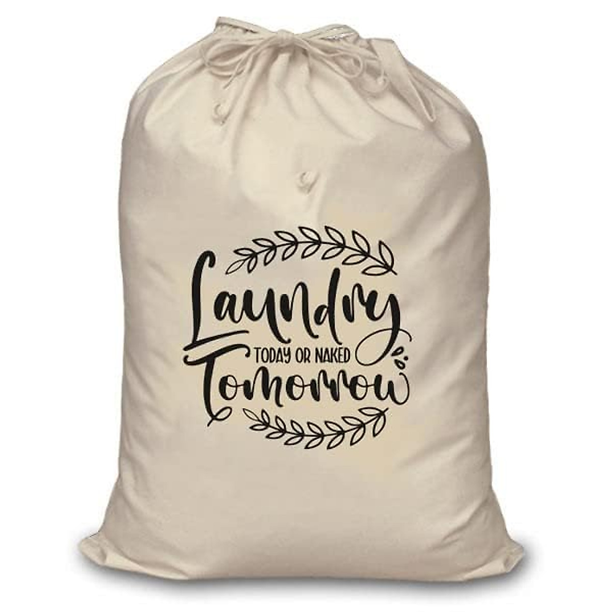 Mayatra's Cotton Laundry Today or Naked Tomorrow Bag For Clothes - Travel Organizer - Eco-friendly 100% Pure Cotton Drawstring Bag - Large size - Hanging Laundry Bag Foldable and Washable (Pack Of 2)