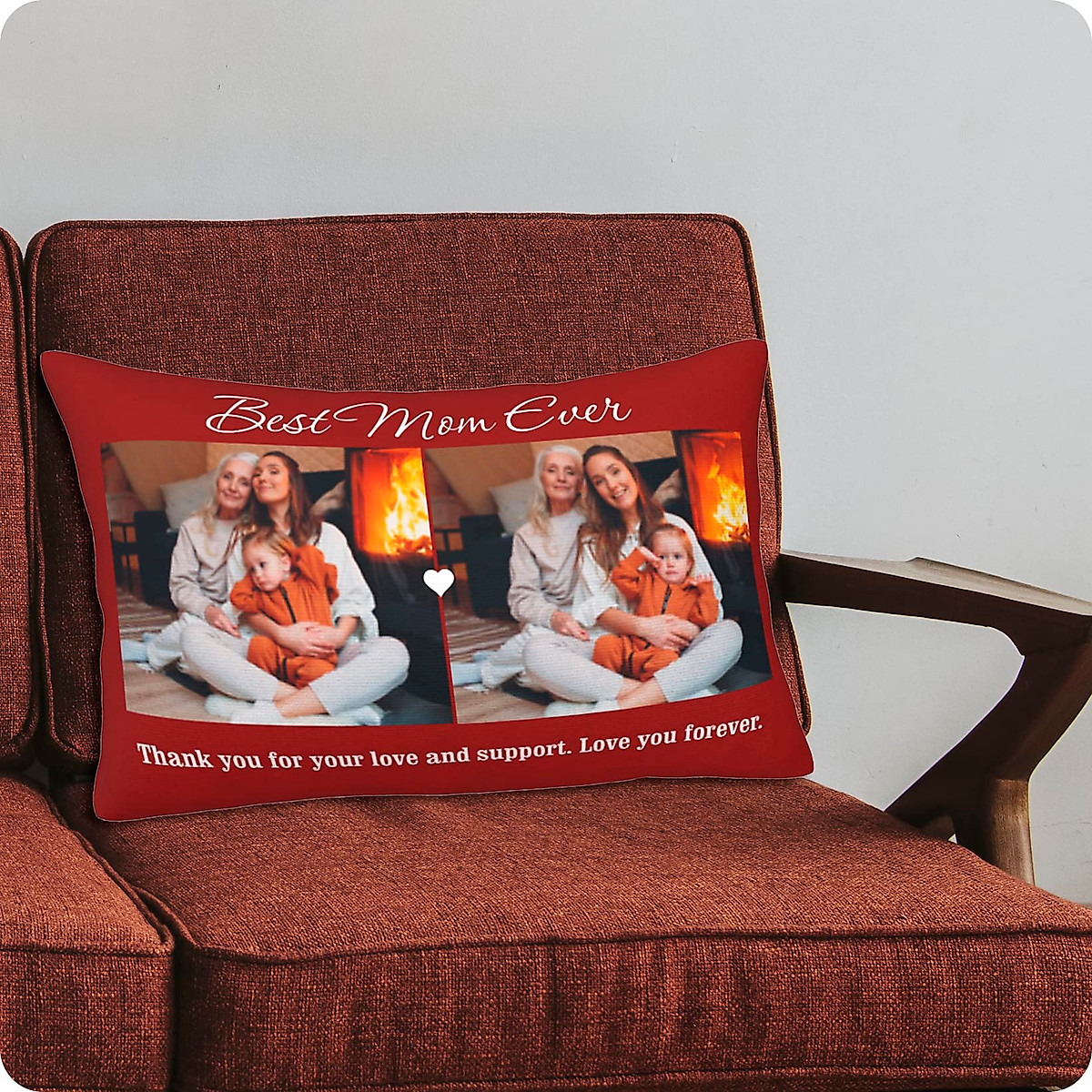 Custom Pillows with Picture Customized Pillow Covers Personalized Add Your Own Design Text Throw Pillow Covers Sofa Car Bedroom Decor Gifts for Men Women Friend Couple (Two-Panel Photo)