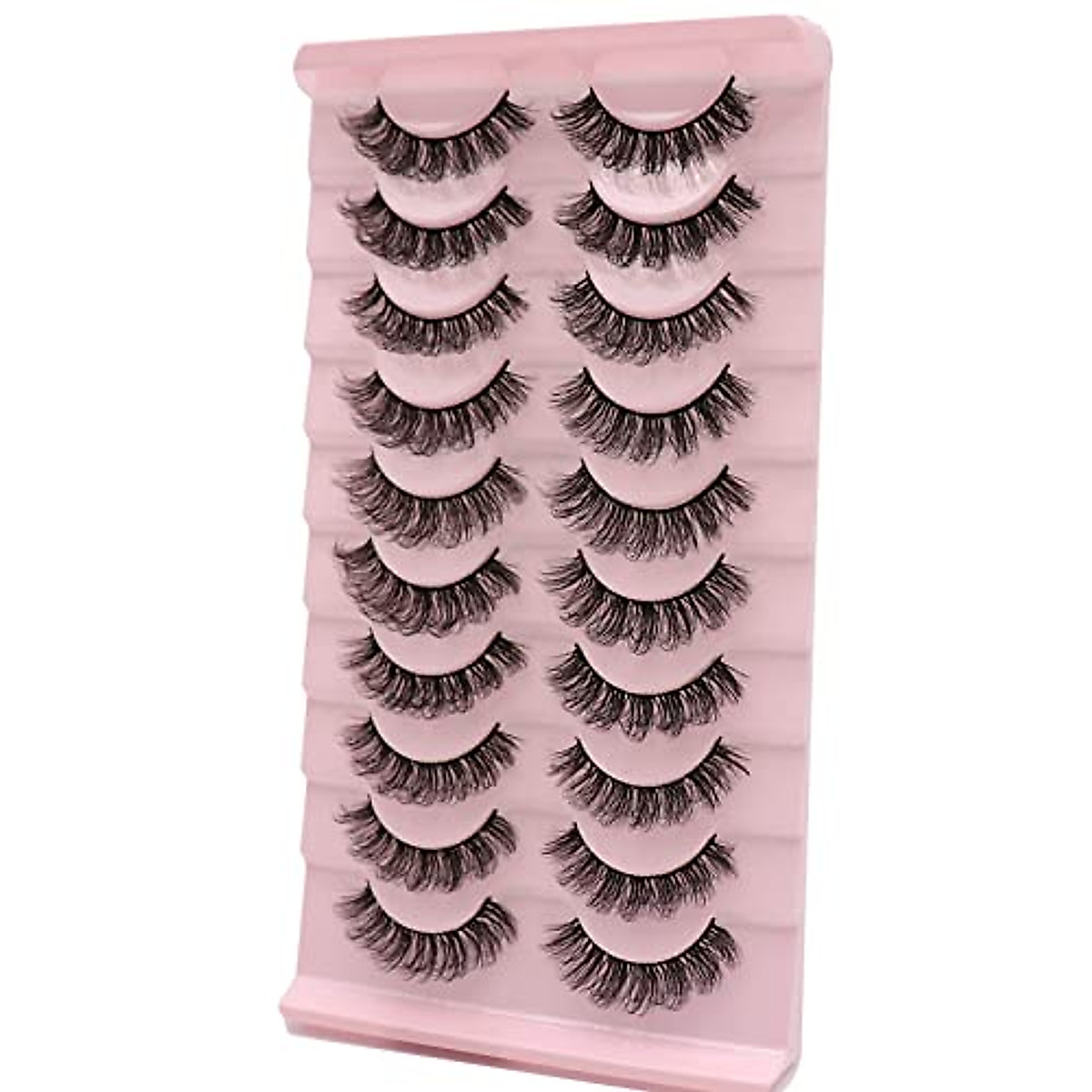 Russian Strip Lashes that look like extensions, D Curl Fluffy False Eyelashes, 10 Pairs Wispy Natural Fake Lashes Pack(D03)