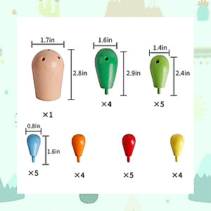 SGVV90 Wooden Balancing Cactus Travel Size,Made from Rubberwood and Non-Toxic Paints and Dyes,Fun and Educational Activity Puzzles Montessori Toys for 4-8 Year Old Toddler Kids