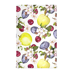 Vintage Flowers Fruits Kitchen Towel Set Plum Cherry Apple Dish Towel Set of 4 Tea Towels Large 28''x18'' Multi-Purpose Washing Cloth Home Decorative Lint-Free Dishcloths for Restaurant Household Use