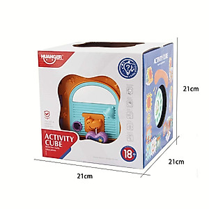 WISHTIME Baby Activity Cube, Baby Stack Toys with Shape Color, Musical Toys Interactive Educational Activity with Drum, Gift Toys for Infants Toddlers Kids Boys Girls