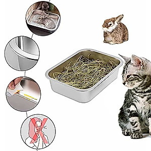 Stainless Steel Litter Box for Cat and Rabbit Odor Control Non Stick Smooth Easy to Clean Never Bend Rust Proof