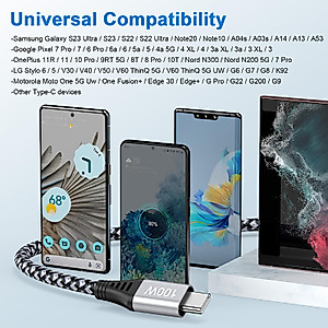 Pixel 100W Type C to Type C Cable for Google Pixel 9 8a 8 Pro 7a 7 Pro 6, 6ft PD 5A Fast Charging USB C to USB C Cable Nylon Braided Type C Cable for iPhone 16 15,Samsung S25 S24 S23 S22 A55 A15 A54