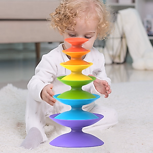 VIPAMZ Rainbow Stacking Toys for Toddlers 1-3,Educational Toddler Spinning Toys, Autism Sensory Toys & Montessori Baby Stacking Toys – Perfect Spin Stacking Toy & Spin Again Toy