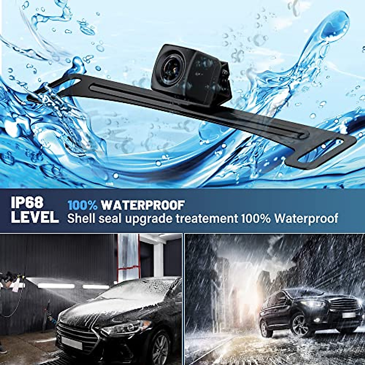 EWAY Rear View Backup Camera W/ Bracket Mounting Front Rear View License Plate Reversing Camera for Truck Pickup SUV Sedan Universal Parking Guide Line On/Off