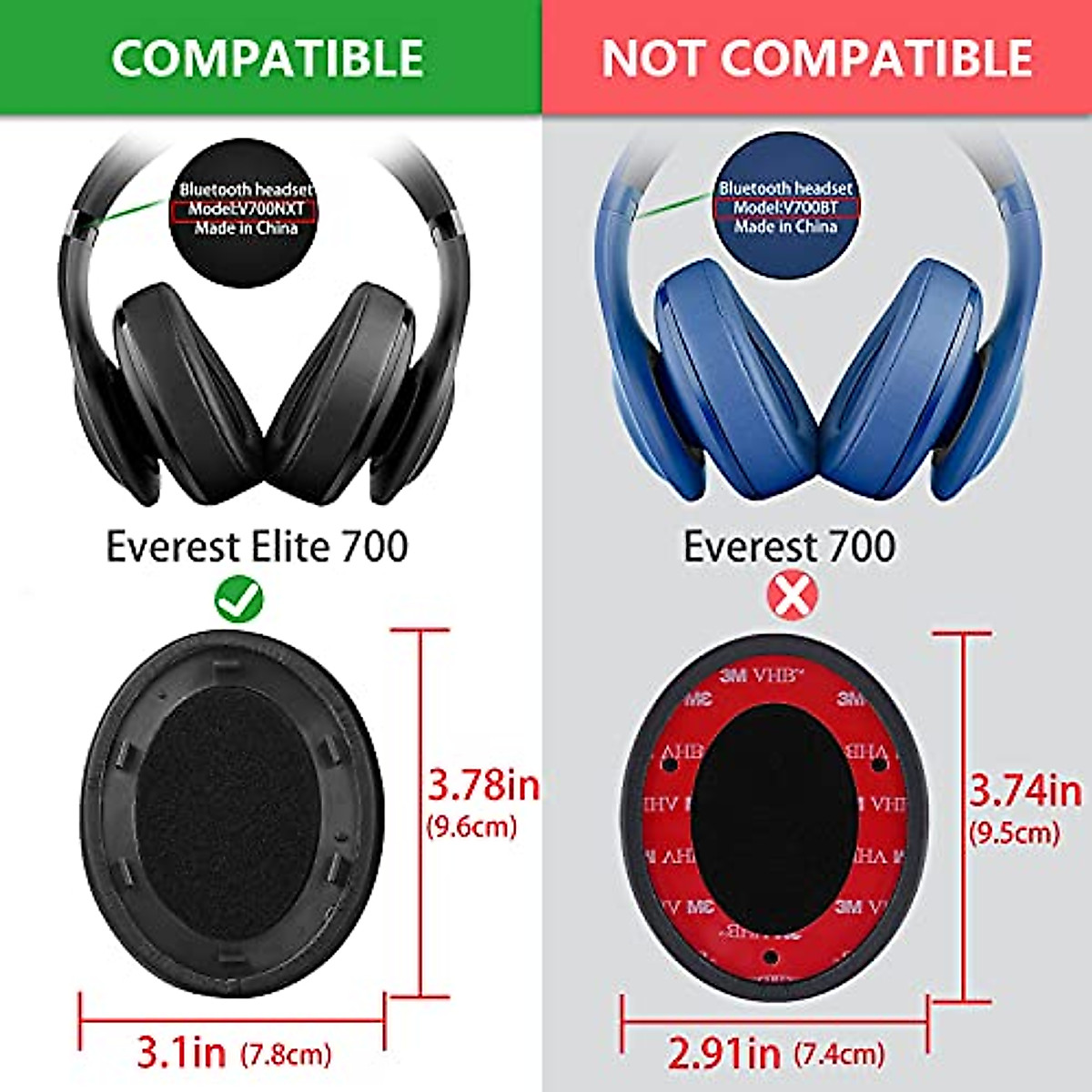 Geekria Elite Sheepskin Replacement Ear Pads for JBL Everest Elite 700, V700NXT Headphones Earpads, Headset Ear Cushion Repair Parts (Black)