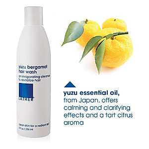 LATHER Yuzu Bergamot Shampoo - Lightweight & Non-Greasy Hair Wash Formula - Gentle Moisturizing Shampoo for All Hair Types - Sulfate Free - 8 Fl Oz Bottles (Pack Of 2)