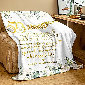 50th Anniversary Blanket Gifts with Gifts Box, 50th Anniversary Wedding Gifts for Parents Couple Friends, Gifts Ideas for 50th Anniversary, 50th Anniversary Decorations Blanket Gifts for Him Her