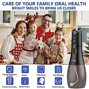 Water Flossers for Teeth Cleaning, Cordless Water Flosser with 5 Modes Rechargeable Water Dental Flosser Teeth Cleaner Plaque Remover for Braces Waterproof Oral Irrigator with 6 Jet Tips 400ML