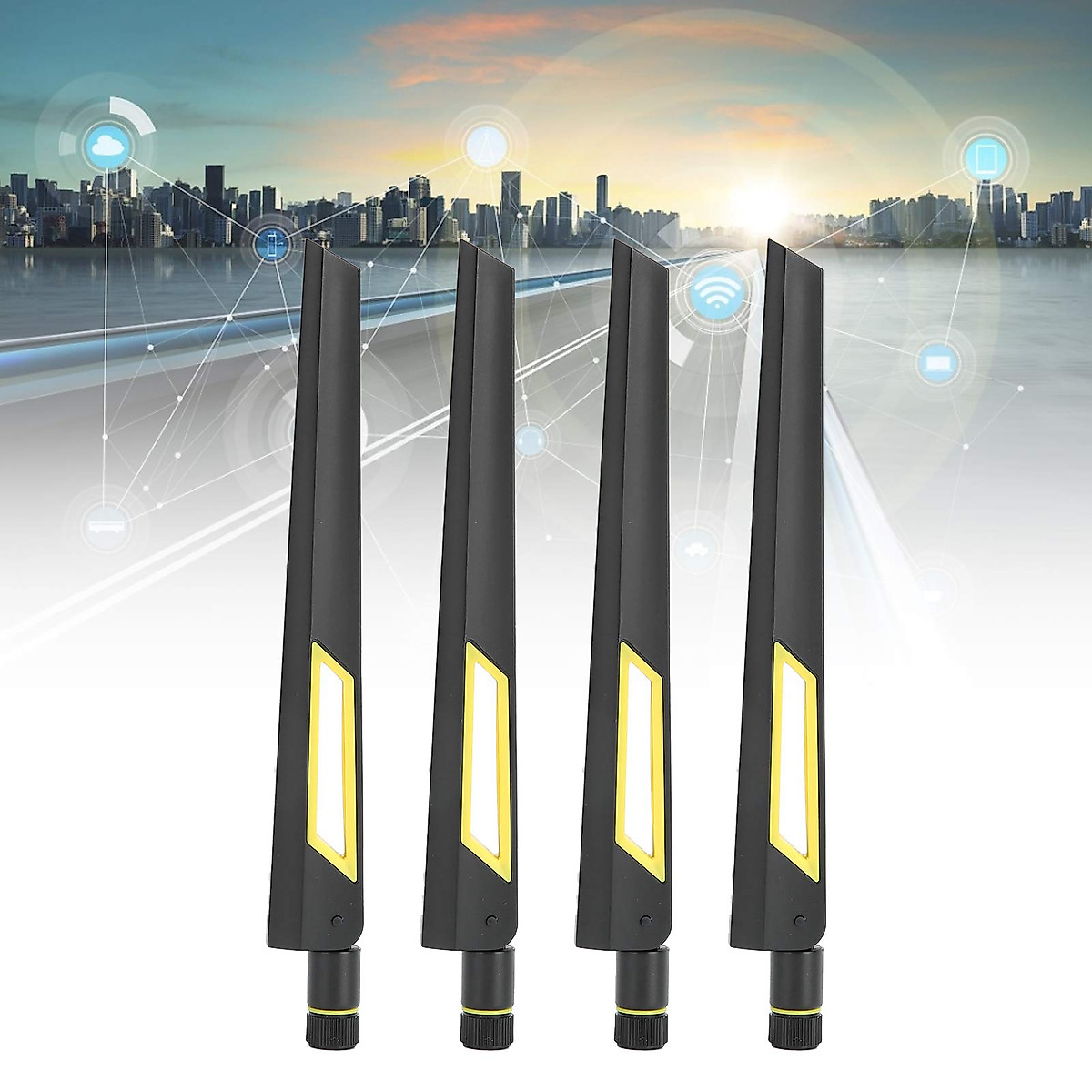 PUSOKEI 4Pcs SMA Netowrk Card Antenna, 2.4G/5G Dual?Band 10dB SMA Network Card Antenna Router Antenna for RT?AX88U AX6000