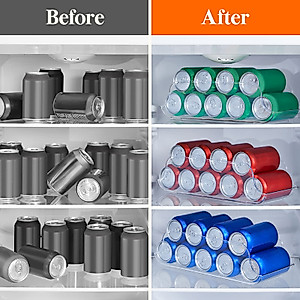 Lifewit 4pcs Soda Can Organizer for Refrigerator Kitchen Pantry Fridge Freezer Countertop Cabinet in Home, Office, Clear Plastic Beverage Drink Holder Rack, Each for 9 Pop Cans 355ml
