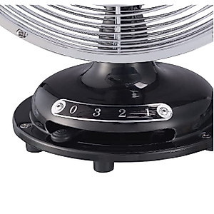 Better Homes & Gardens 8 inch Retro 3-Speed Metal Tilted-Head Oscillation Table Fan BHS036163273003, Black (Renewed)