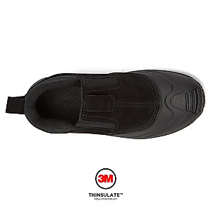 LONDON FOG Bronson Slip On Snow Boots for Men Waterproof Shoes - Suede Insulated Winter Boots for Men - Black, 11 Medium