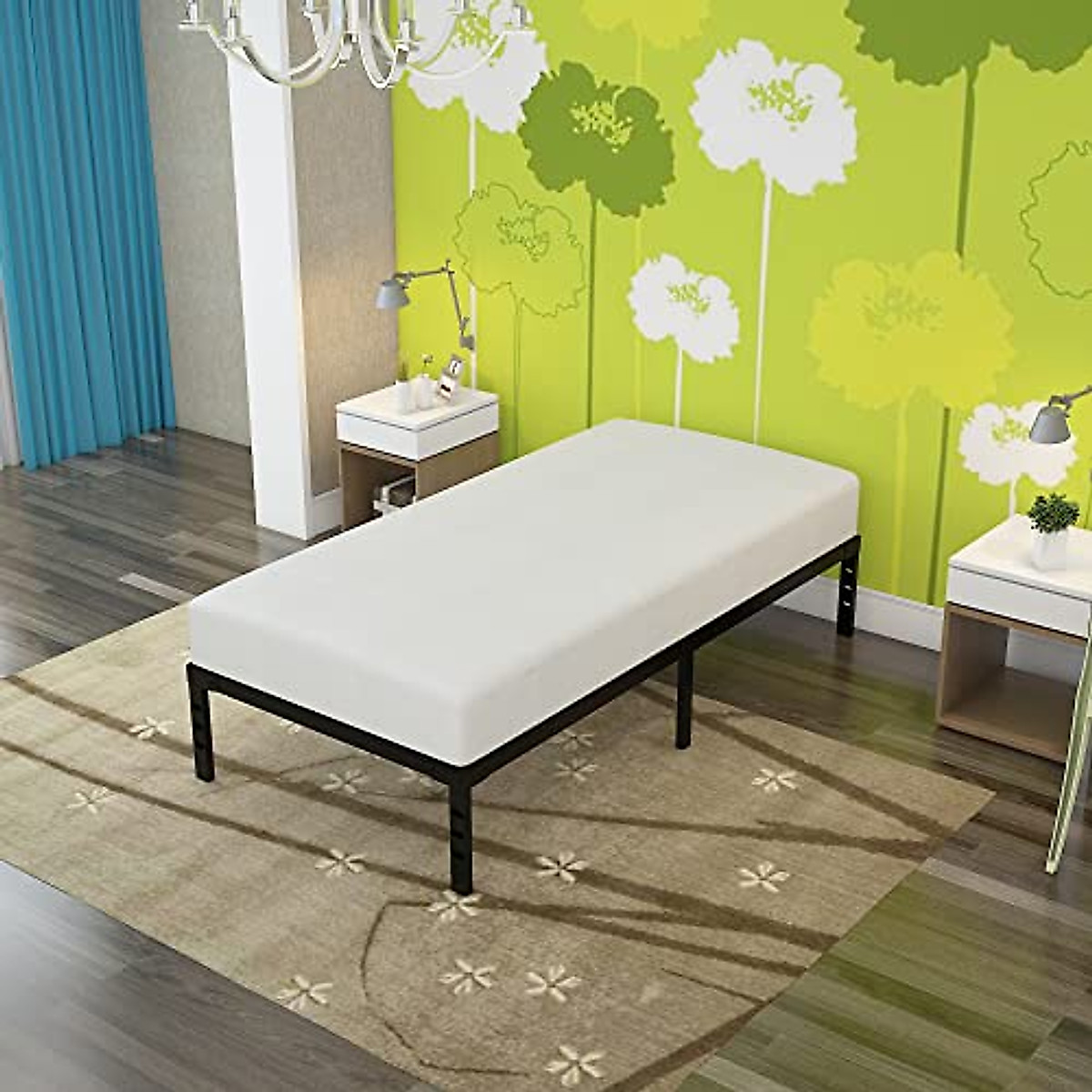 Tooyyer 18inch Metal Twin Size Bed Frame Heavy Duty Steel Slat Mattress 2500 lbs Support Easy to Assembly No Box Spring Needed Non-Slip Support