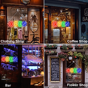 Open Signs for Business Ultra Bright LED Neon Open Sign 16 Inch Lighted Open Sign Electric Plug In Light Up Open Sign for Business Window Glass Storefront Door Shop Store Bar Salon Restaurant