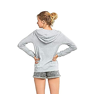 Sofra Women's Thin Cotton Zip Up Hoodie Jacket (XL, Heather Gray)