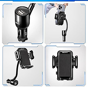 3-In-1 Multifunctional Car Mount + Car Charger + Voltage Detector, SOAIY Car Mount Charger Holder Cradle w/Dual USB 3.1A Charger, Display Voltage Current for iPhone7 6s 6 5s Samsung S7 S6 S5