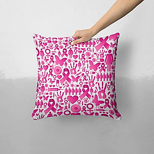iiRov Pink Collage Breast Cancer Awareness - Custom Decorative Home Decor Indoor or Outdoor Throw Pillow Cover Plus Cushion Set for Sofa, Bed or Couch (Pillow CASE Cover Plus Cushion)