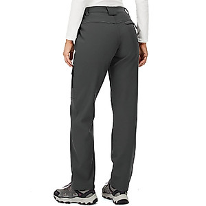 Toomett Women's Snow Pants Skiing Winter Insulated Soft Shell Outdoor Fleece Lined Hiking Pants with Zipper Pockets,H4409,Grey,4X-Large