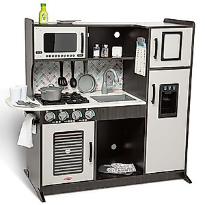 Melissa & Doug Wooden Chef’s Pretend Play Toy Kitchen With “Ice” Cube Dispenser – Charcoal Gray - Kitchen Play Set For Toddlers And Kids Ages 3+