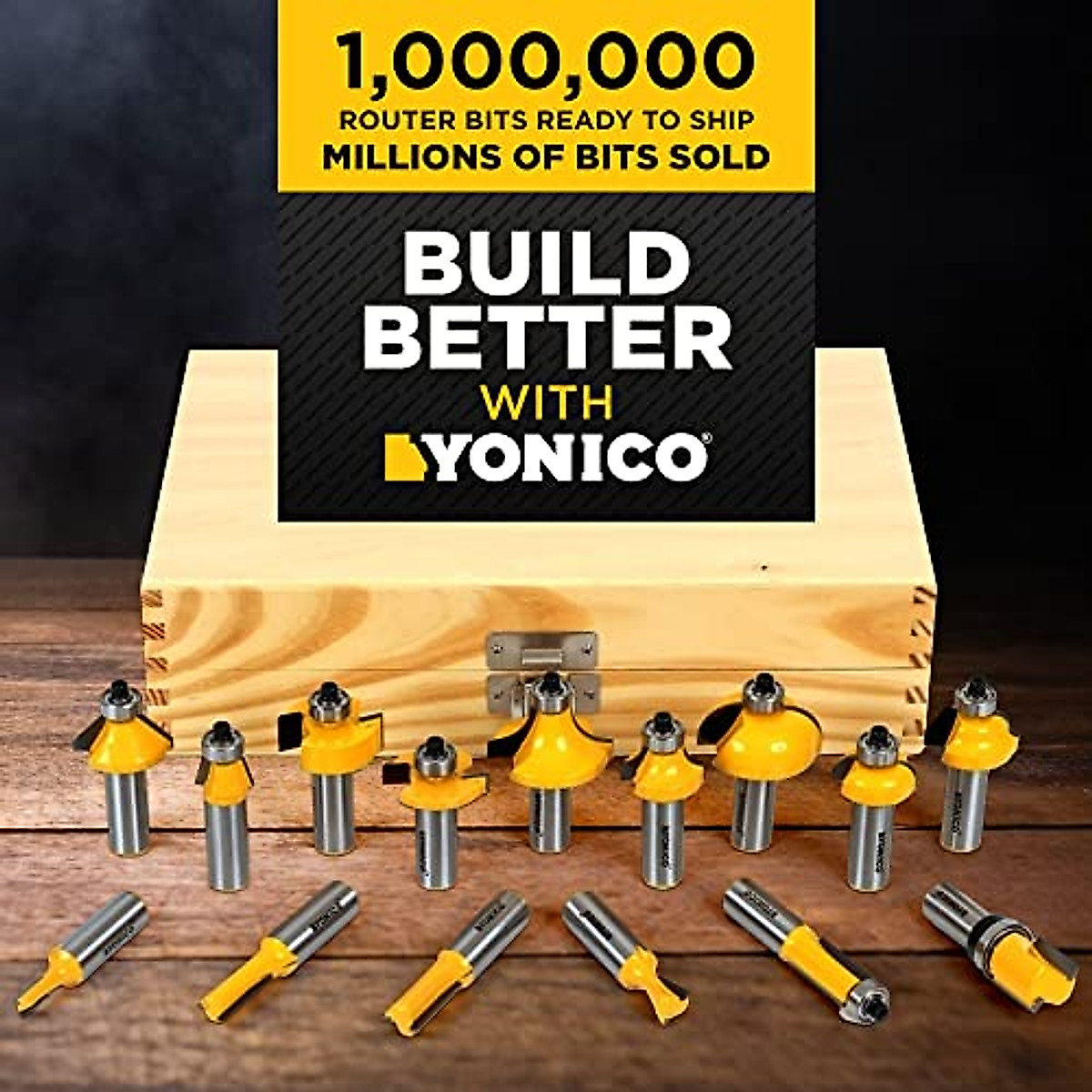 YONICO Tongue and Groove Router Bits Set for 3/4-Inch Stock 1/2-Inch Cutting Depth 1/4-Inch Tongue 2 Bit 1/2-Inch Shank 15221