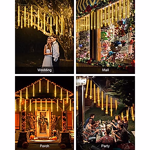 Meteor Shower Lights Christmas Lights 1080 LED Meteor Lights Waterproof 20 inch 20 Tubes Cascading Falling Raindrop Lights for Holiday Wedding New Year Party Garden Christmas Tree Decor (2 Packs)