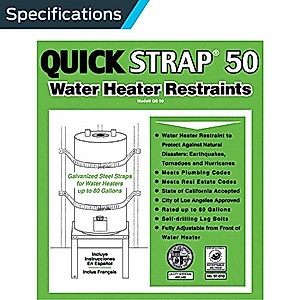 HoldRite QuickStrap for 80 Gallon Water Heater, Galvanized Stainless Steel, QS-50