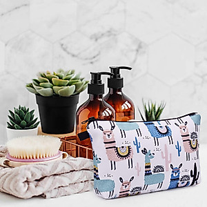 WANDF Cosmetic Bag for Women Makeup bag Organizer Mini Makeup Pouch for Purse Water Resistant Girls Gift (L-White Leopard)