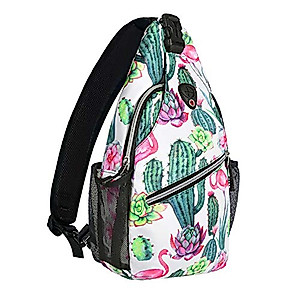 MOSISO Mini Sling Backpack,Small Hiking Daypack Pattern Travel Outdoor Sports Bag, Cactus