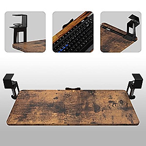 Keyboard Tray 27" Large Size, Keyboard Tray Under Desk with C Clamp, Computer Keyboard Stand Slide Pull Out, No Screw into Desk, for Home or Office