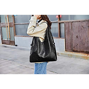 Lola Mae Soft Reversible Hobo Bag for Women, Large Shoulder Bag 2 Pcs Set with Crossbody (Black/Red)