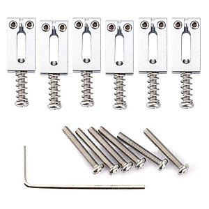 Musiclily Ultra 10.5mm Modern Brass Guitar Tremolo Bridge Saddles for Strat/Tele Style Electric Guitar, Chrome (Set of 6)
