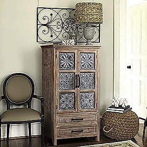 Farmhouse Wood and Metal 2-Drawer 2-Door Storage Cabinet 48.03" H X 26.77" W 15.35" D Brown Grey MDF Weathered