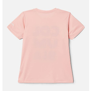 Columbia Youth Girls Petit Pond Graphic Short Sleeve Tee, Pink Sand Foxy Undercover, Medium