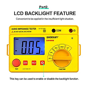 ALLOSUN - EM480B Audio Impedance Tester Digital LCD Insulation Resistance Megohmmeter Meter Tester with Bag