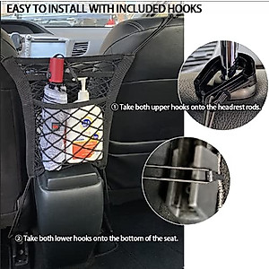 Dog Car Net Barrier with Auto Safety Mesh Organizer Baby Stretchable Storage Bag Between Seats Universal for Cars, SUVs -Easy Install,Safer to Drive with Children and Pets… (3 Layers)