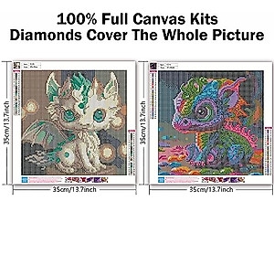 hkejoi 2 Pack Dragon Diamond Painting Kits for Adults - Dragon Diamond Art Kits for Adults, Dragon Gem Arts Kits for Gift Home Wall Decor(14x14inch)