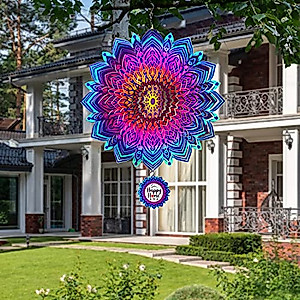 Wind Spinners for Yard and Garden - 12 inches Large - 3D Reflective Stainless Steel Hanging Wind Spinners - Home or Outdoor Decor - Kinetic Metal Art Design - Ideal for Gifts (12 Inches, Galaxy)