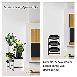 CAPBIAS Metal Plant/Flower Stand Indoor or Outdoor, 3 Tier Tall Plant Stand Shelf Holds 3-Flower Pot for Patio Garden, Living Room and Corner Balcony (Black,1Pack)
