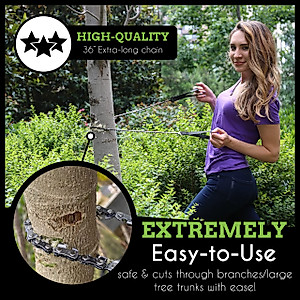 Pocket Chainsaw For Camping [36 Inch Heavy Duty Tool] -Manual Chain Saw, Survival Wire Saw -Rope Chain Saw For Cutting Tree Limbs -Hiking, Backpacking Gear -By SUMPRI