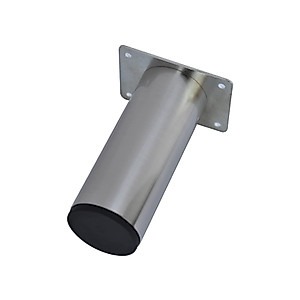 Alpha Furnishings Brushed Satin Stainless Steel Finish Sofa Couch Vanity Legs, Round Metal Furniture Legs, 5" H Cylinder Cabinet Feet, Set of 4PC