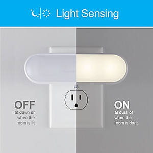 GE Ultrabrite LED Light Bar, 100 Lumens, 2 Pack, Plug-in, Dusk-to-Dawn Sensor, Auto/On/Off Switch, Home Décor, Ideal for Bedroom, Bathroom, Garage, Kitchen, Hallway, White, 46707