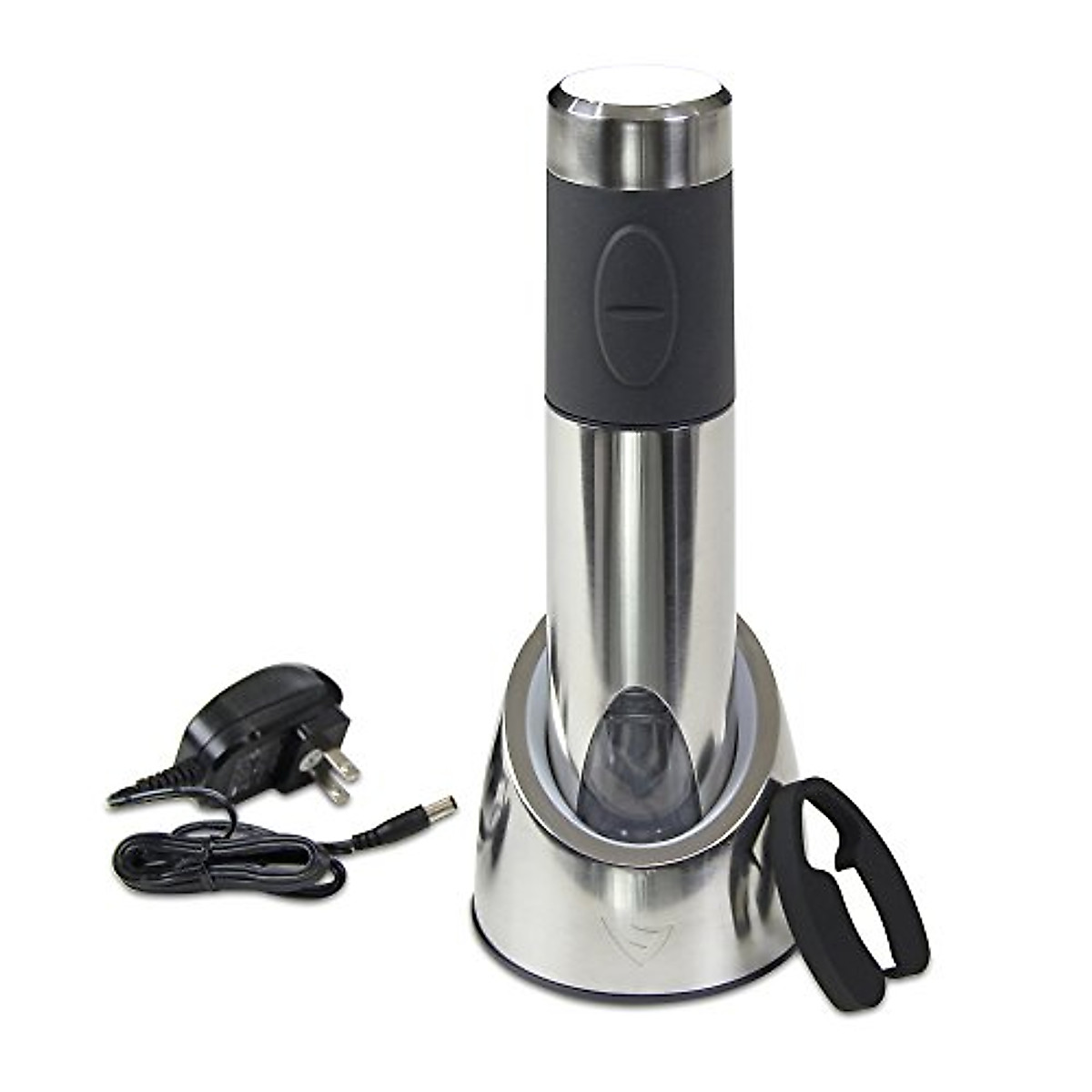 Vinturi Electric Rechargeable Wine Opener with Base and Foil Cutter, Silver