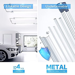 Ensenior 10 Pack Linkable LED Utility Shop Light, 4 FT 4400lm, 36W Equivalent 280W, 5000K Daylight, 48 Inch Integrated Fixture for Garage&Workbench, Surface or Hanging Mount, Black, ETL Certified