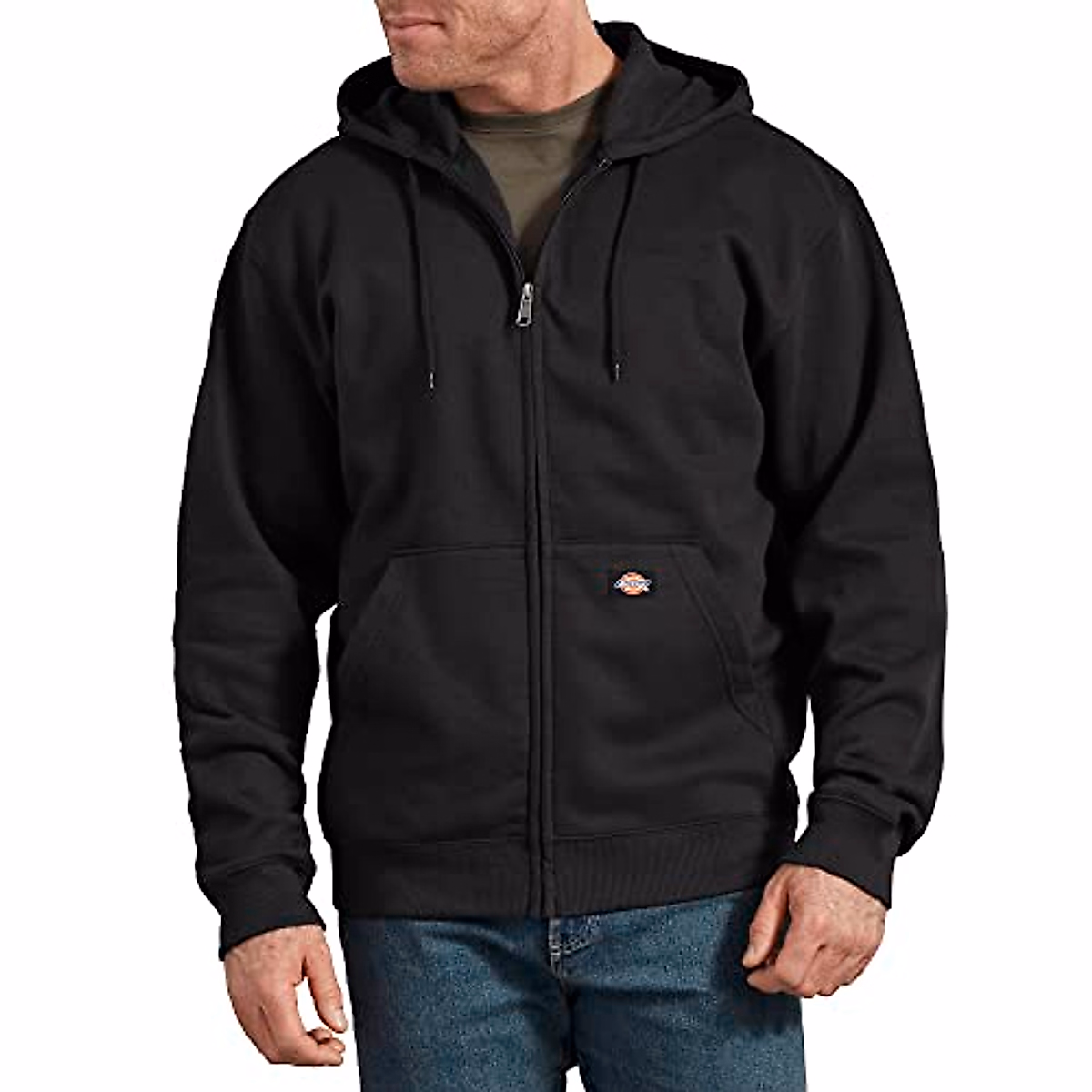 Dickies mens Big Tall Full Zip Hoodie Fleece Jacket, Black, Large US